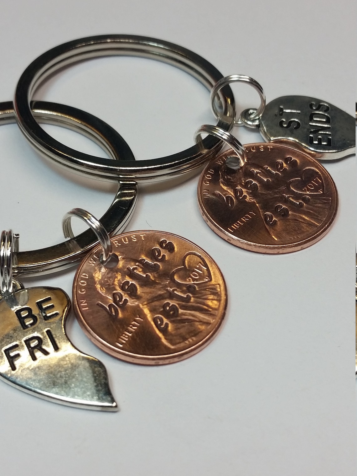 Besties Keychain Gift Matching Friend Keychains Silver Split | Etsy