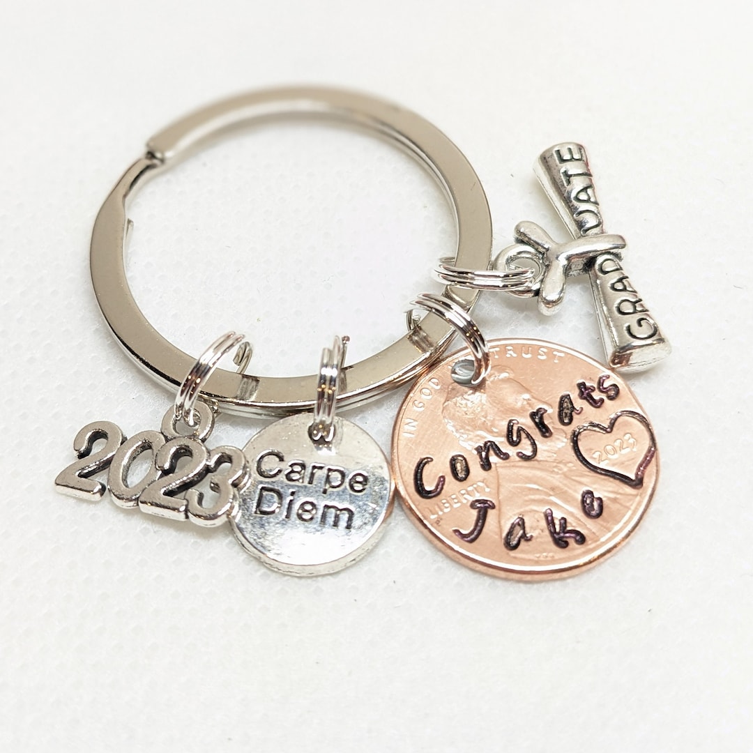 Personalized Graduation Keychain Gift With Hand Stamped Penny - Etsy