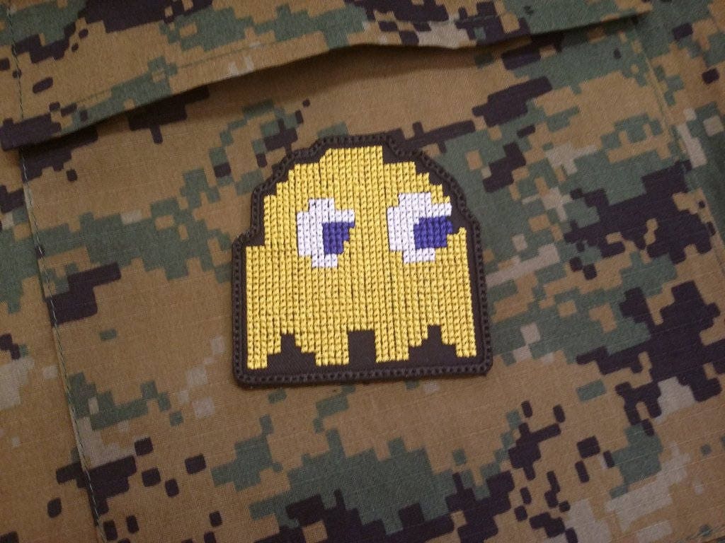 Pac-man & Ghost Embroidered Patches - Etsy