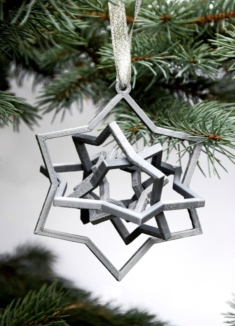 3D Printed Modern Voronoi Kinetic Gyro Christmas Tree Ball Star Present ...