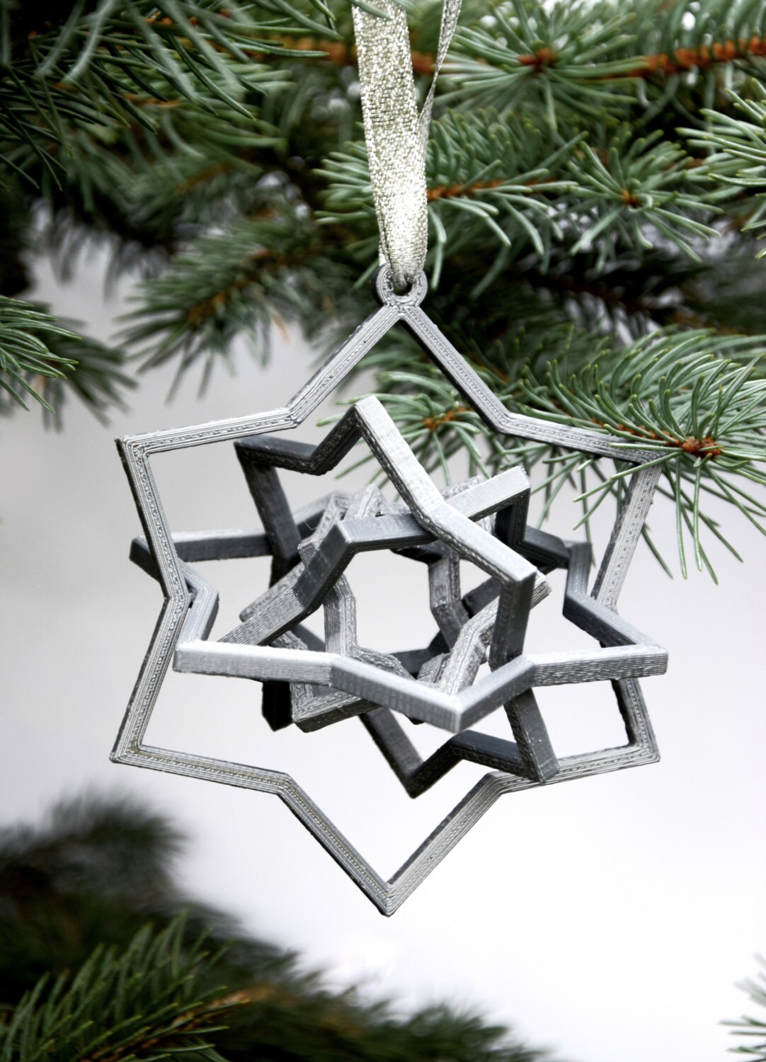 3D Printed Modern Voronoi Kinetic Gyro Christmas Tree Ball Star Present ...