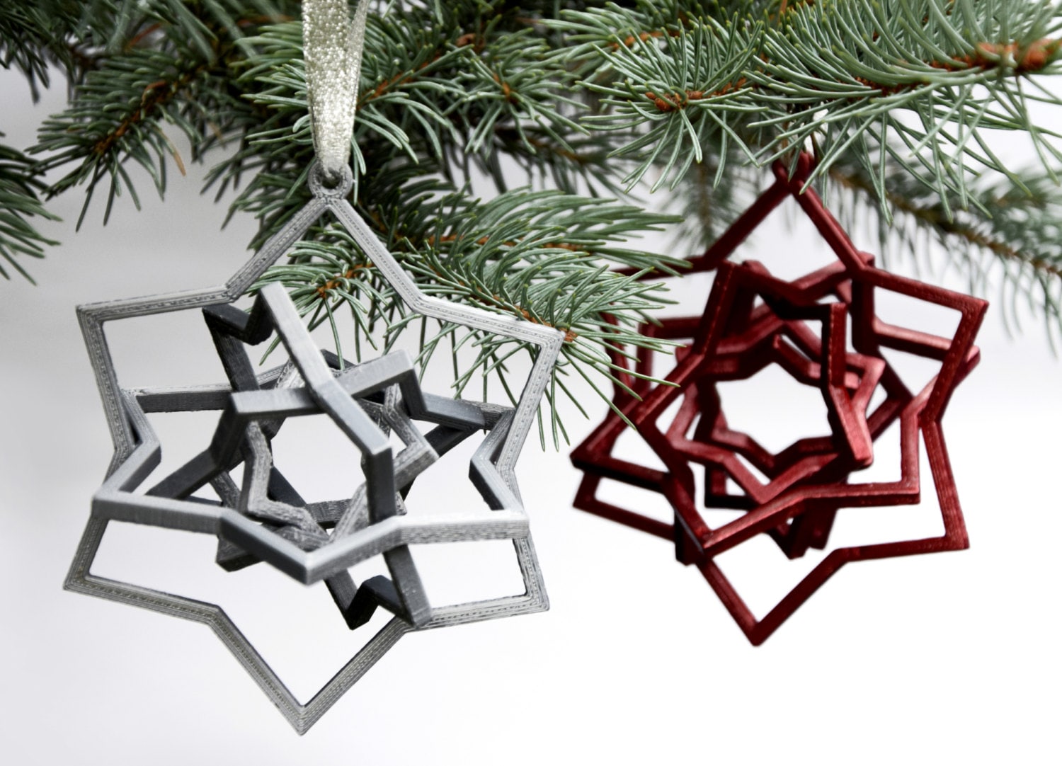 3D Printed Modern Voronoi Kinetic Gyro Christmas Tree Ball Star Present ...