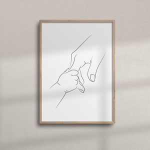 Holding Baby Hand Line Art | Nursery Wall Art | Hand Line Drawing ...
