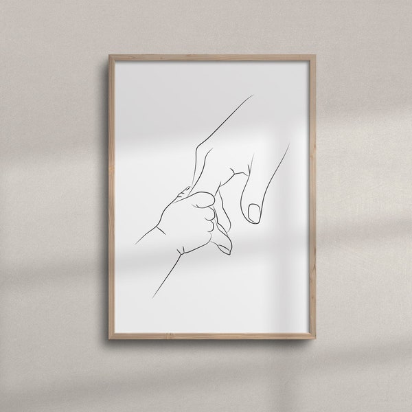 Mother and Baby Hands Drawing - Etsy