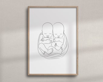 Twins Line Art - Etsy