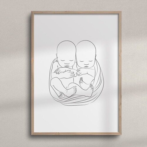 Twins Line Art Printable Minimalist Nursery Decor Twin - Etsy