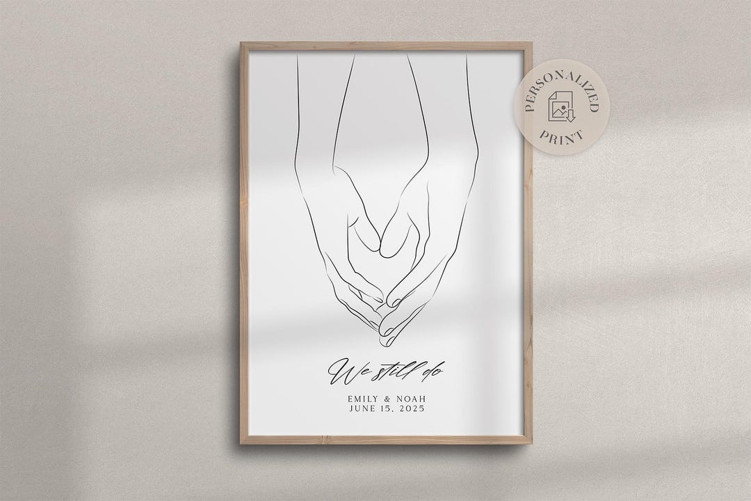 Personalized Couple Holding Hands Drawing With Names and Date | Wedding ...
