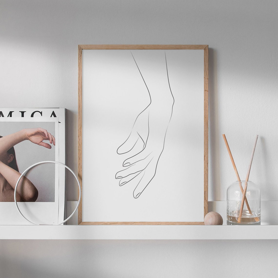 Printable Woman Hand Line Art Minimalist Aesthetic Wall Art - Etsy