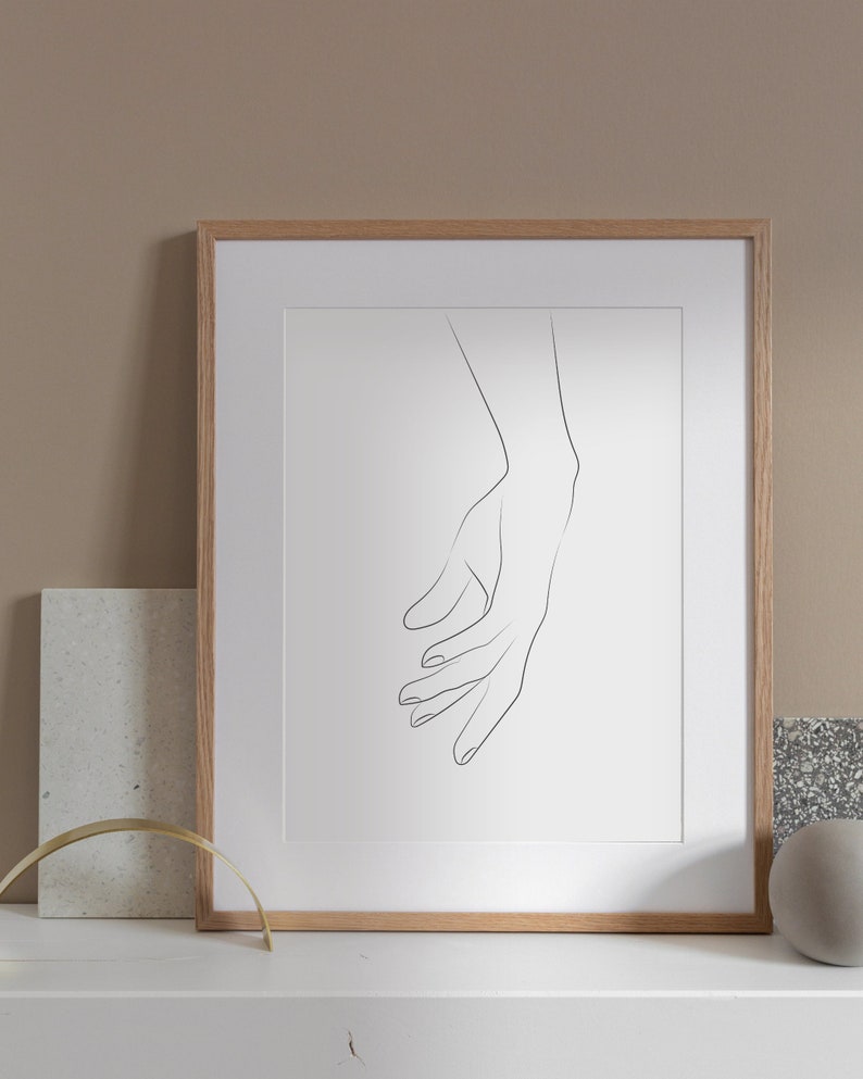 Printable Woman Hand Line Art Minimalist Aesthetic Wall Art - Etsy