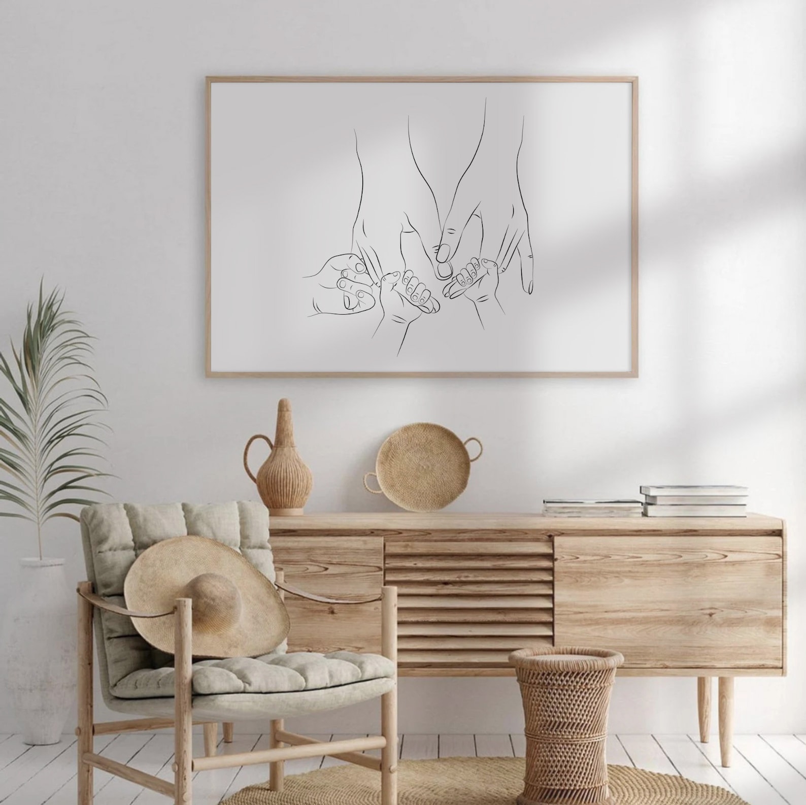 Printable Family of Five Holding Hands Line Art | Three Kids Holding ...