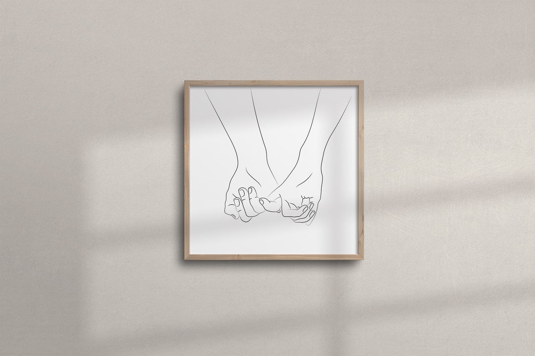 Couple Pinky Promise Line Art | Holding Hands Wall Art | Minimalist ...