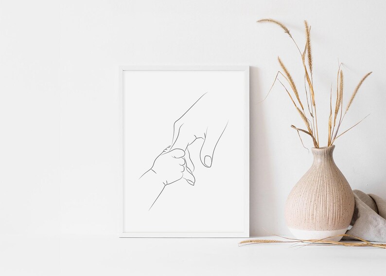 Holding Baby Hand Line Art Nursery Wall Art Hand Line - Etsy