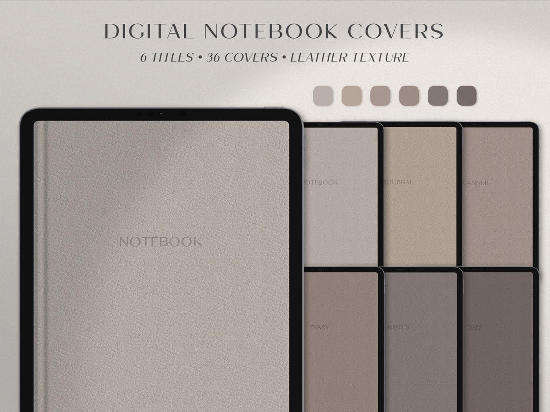 Leather Texture Digital Notebook Covers for Goodnotes, Notability ...