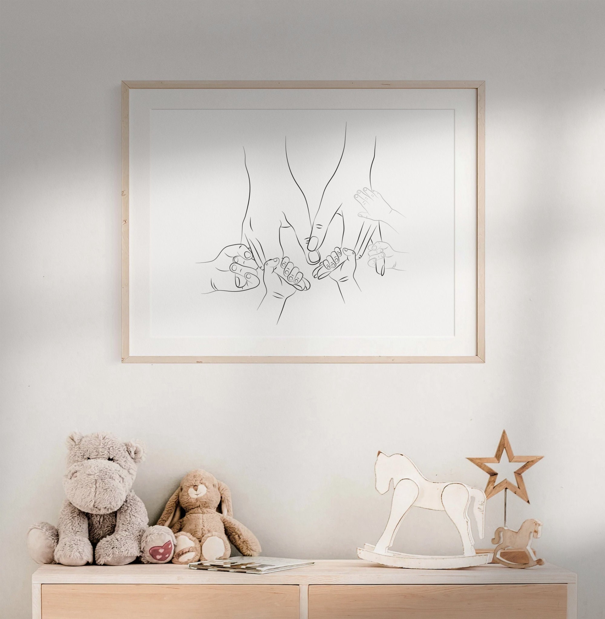 Angel Babies Family Hands Line Art | Family of Five Holding Hands With ...