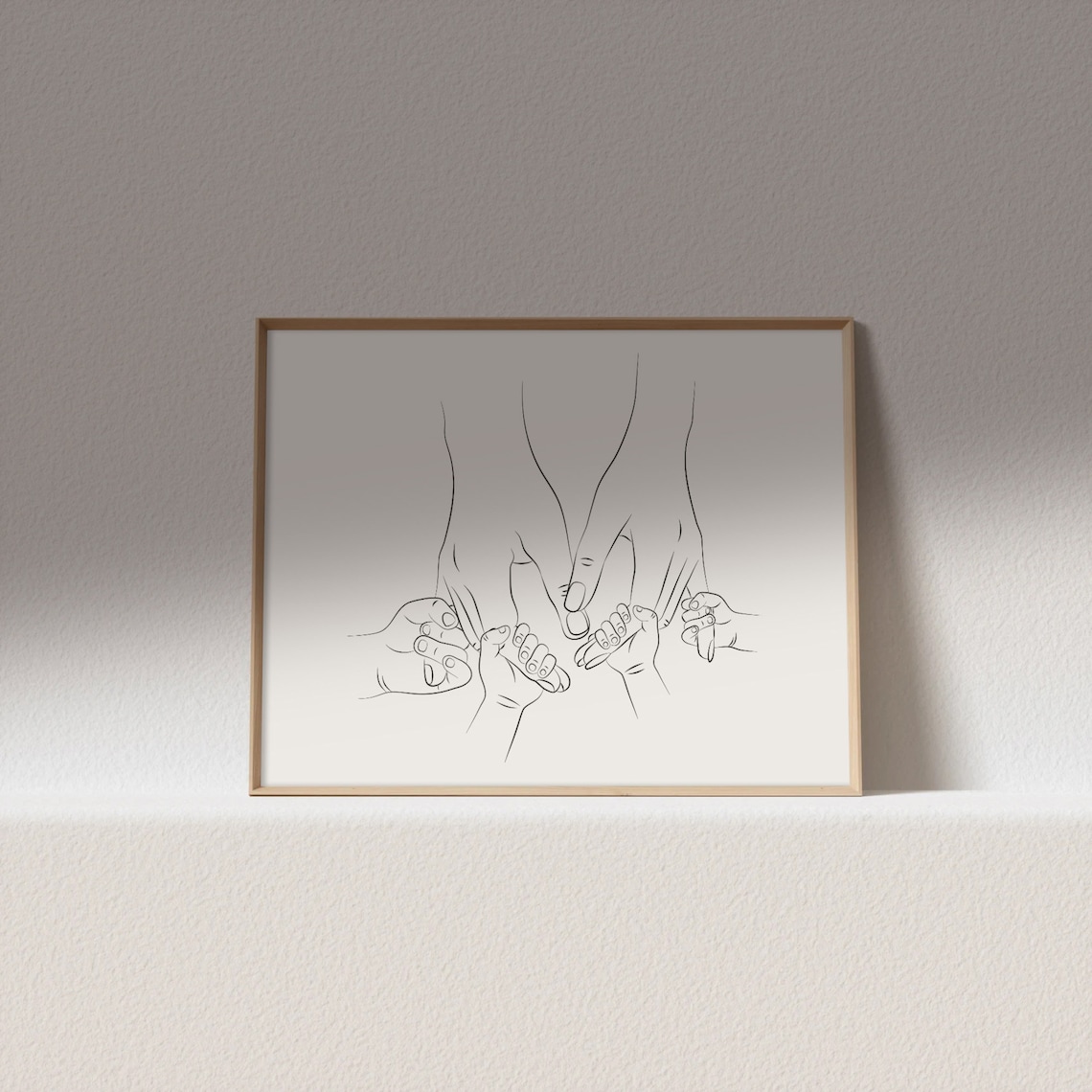 Printable Family of Six Holding Hands Line Art | Four Kids Holding ...