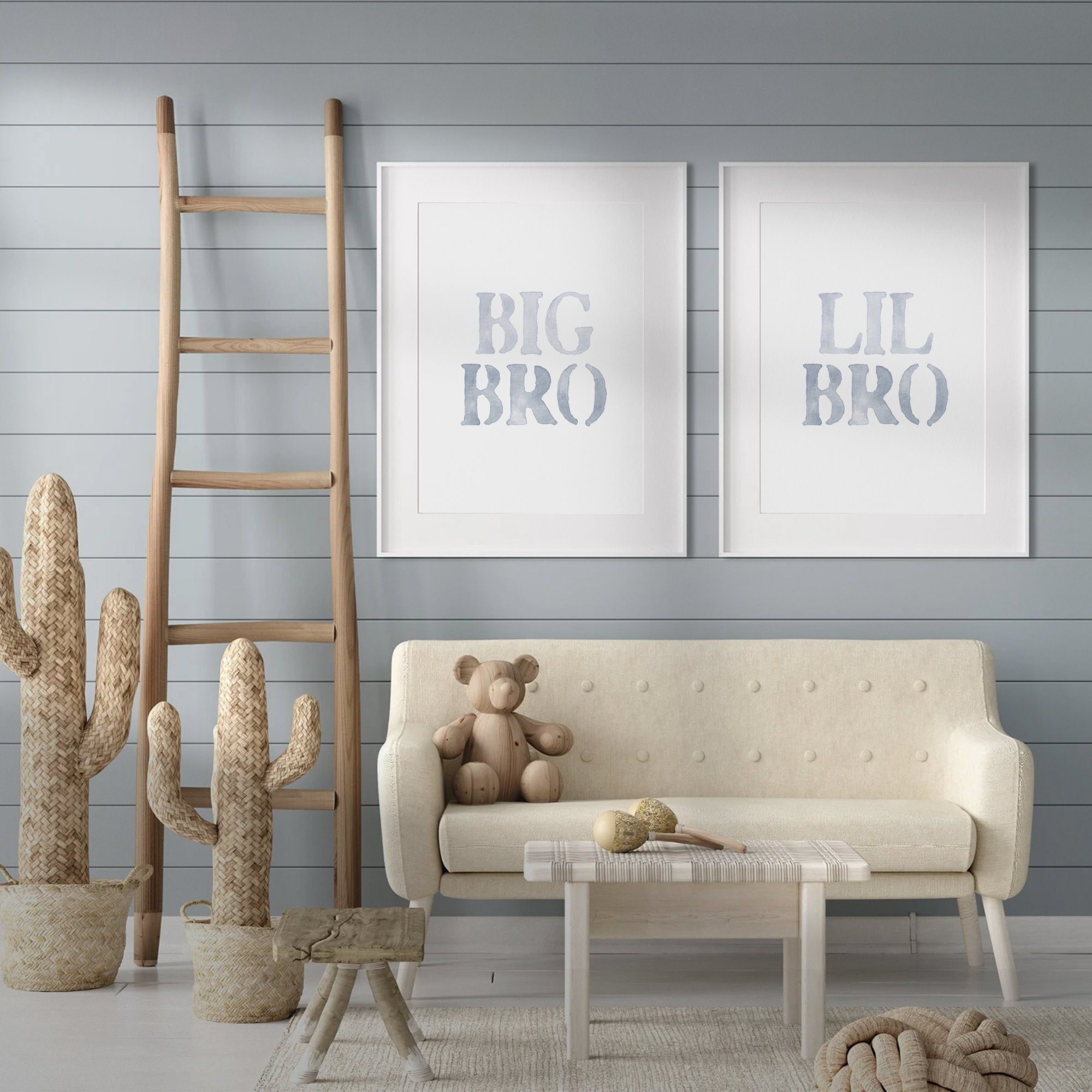Big Bro Lil Bro Prints for Brothers Room Pastel Blue - Etsy