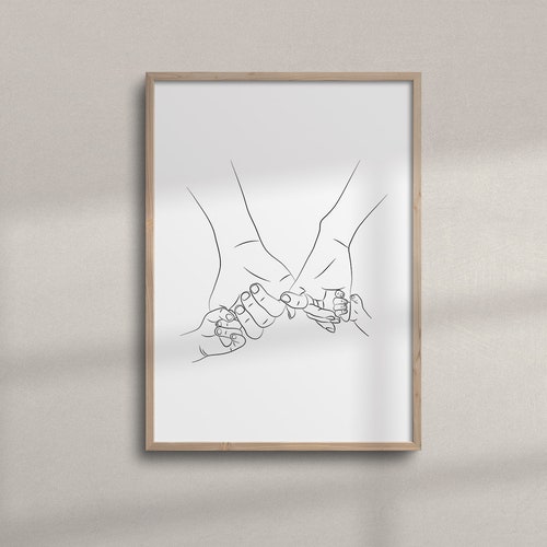Printable Family of Five Holding Hands Line Art Three Kids - Etsy