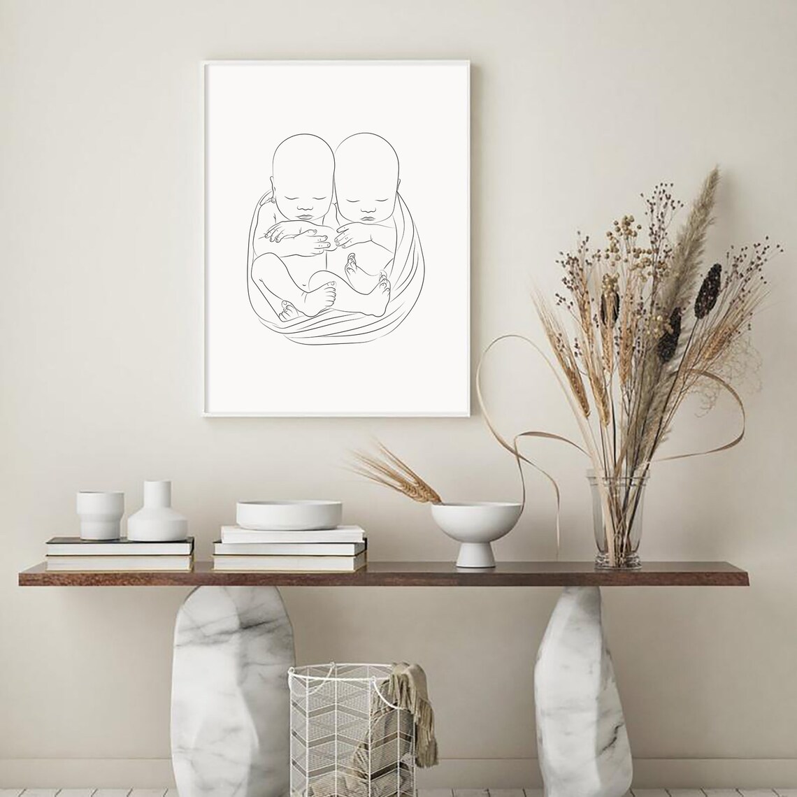 Twins Line Art Printable Minimalist Nursery Decor Twin - Etsy UK