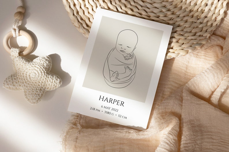 PRINTABLE Personalized Baby Birth Details Poster Baby Line - Etsy