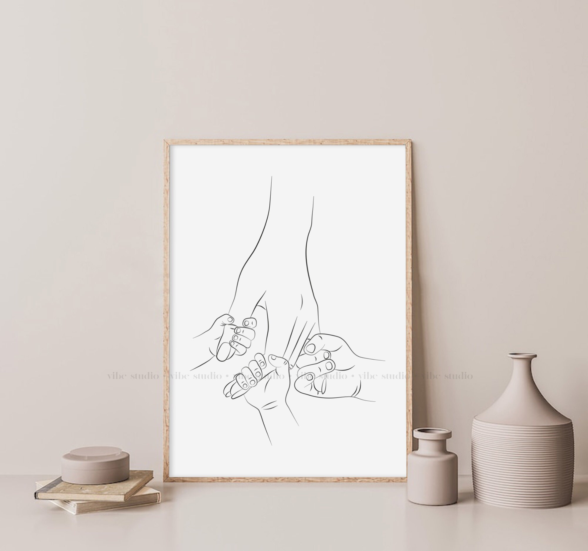 Three Kids Holding Mother's Hand Line Art Printable Wall - Etsy Canada