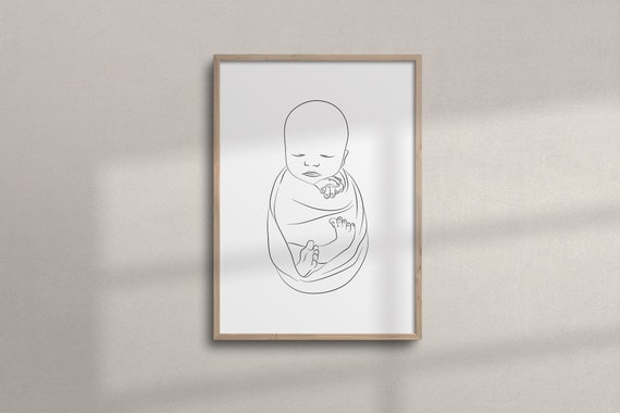 Printable Newborn Baby Line Art Wall Art for Minimalist - Etsy