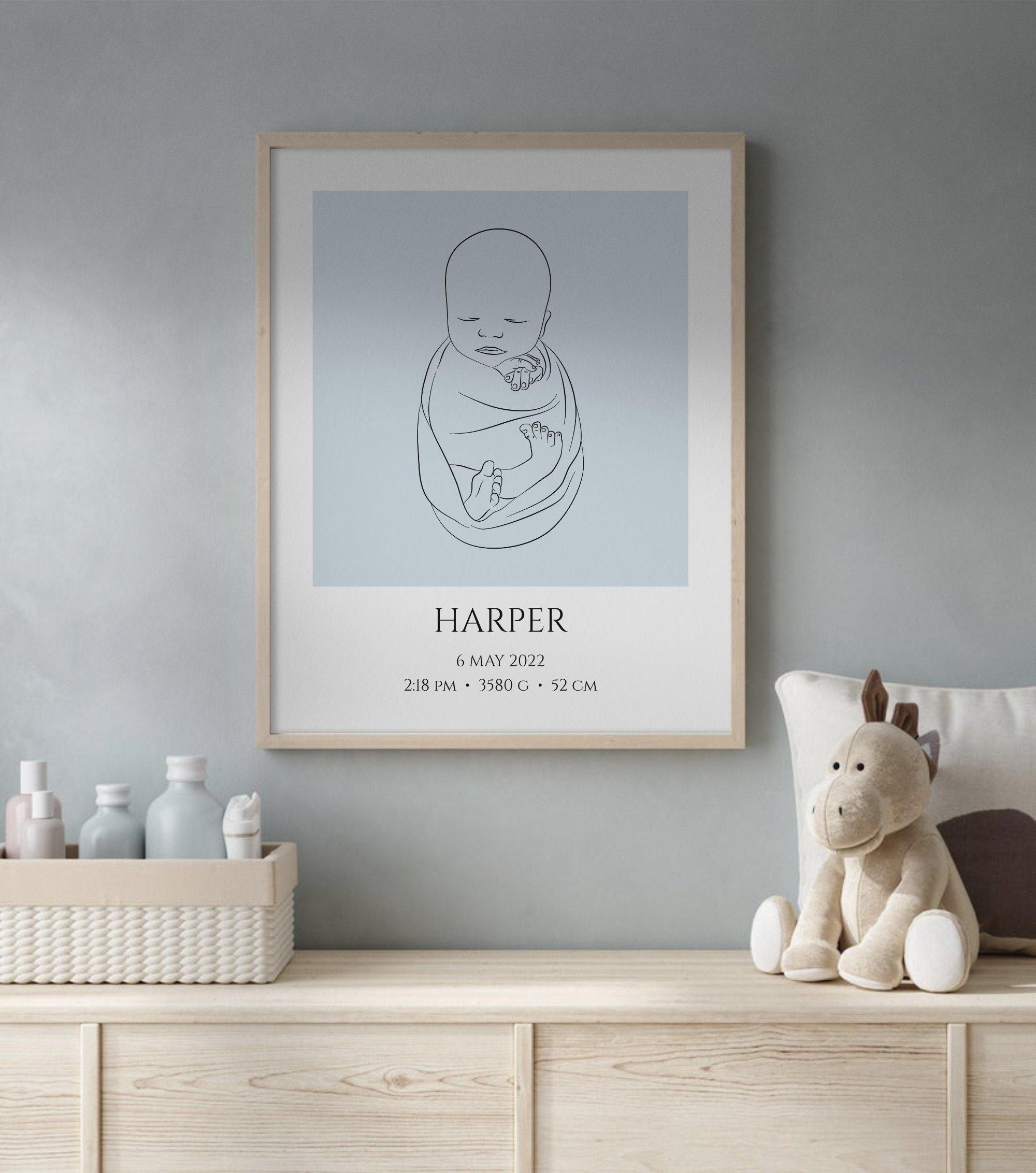 PRINTABLE Personalized Baby Birth Details Poster | Baby Line Drawing ...