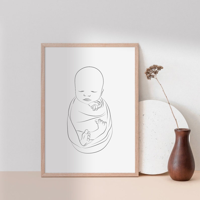 Printable Newborn Baby Line Art | Wall Art for Minimalist Nursery ...