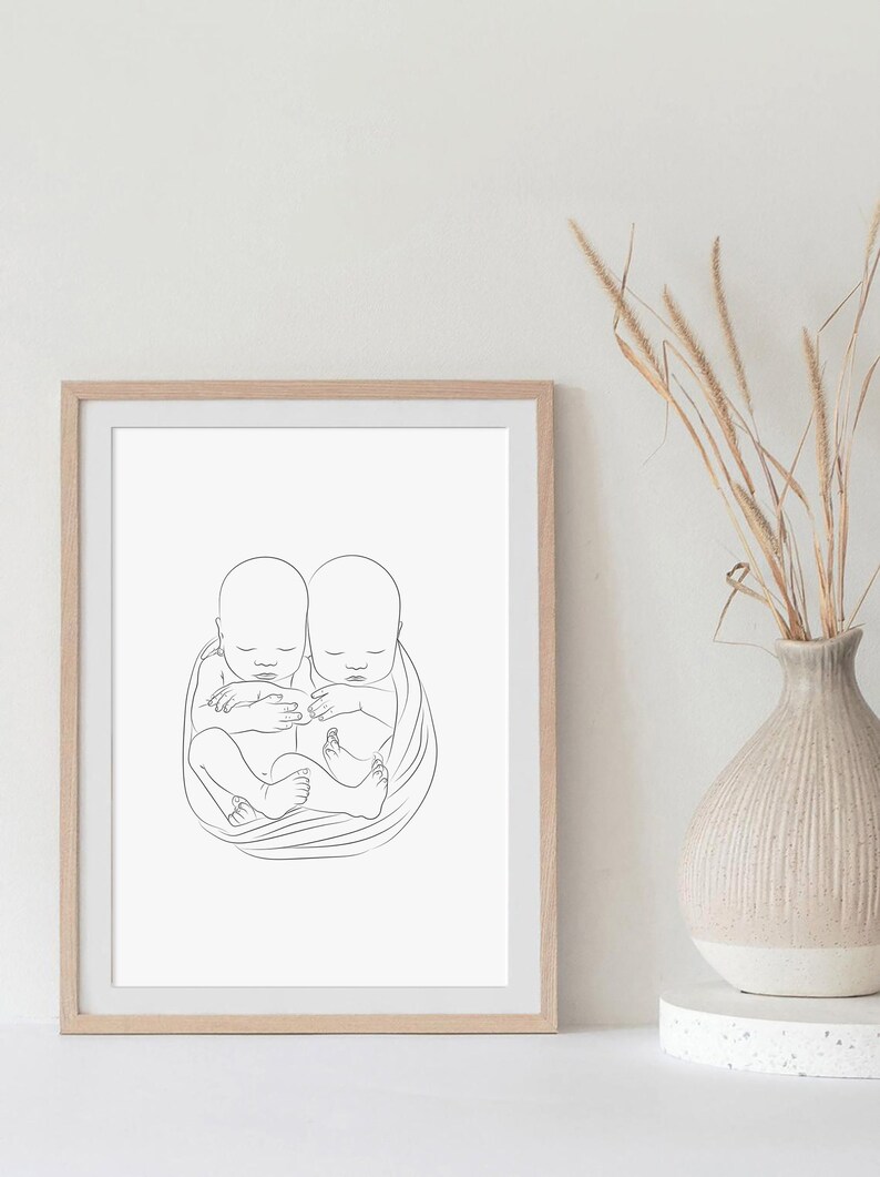 Twins Line Art Printable Minimalist Nursery Decor Twin | Etsy