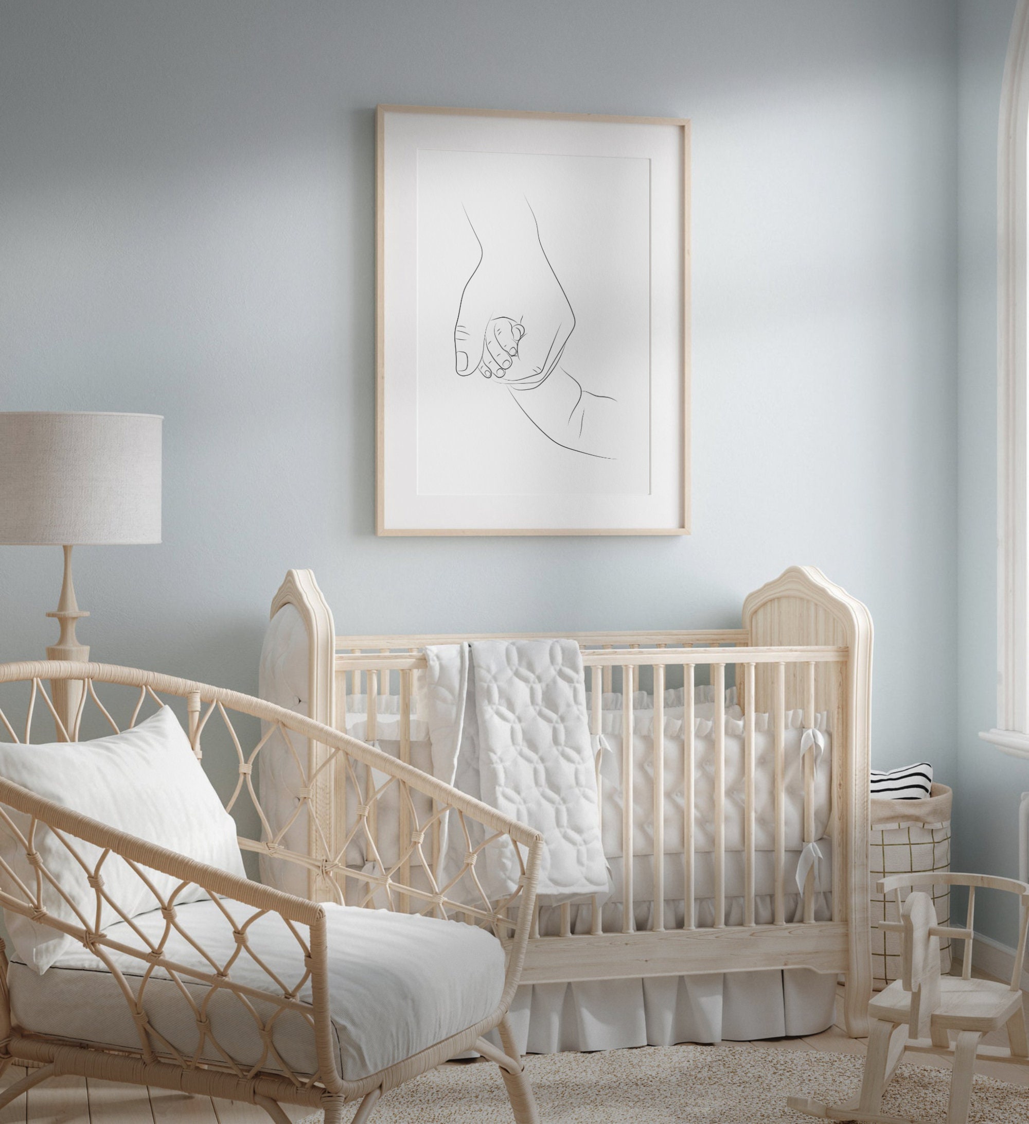 Holding Baby Hand Line Art | Printable Father and Baby Wall Art for ...