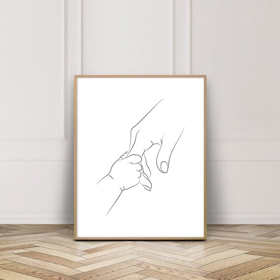 Holding Baby Hand Line Art Nursery Wall Art Hand Line - Etsy