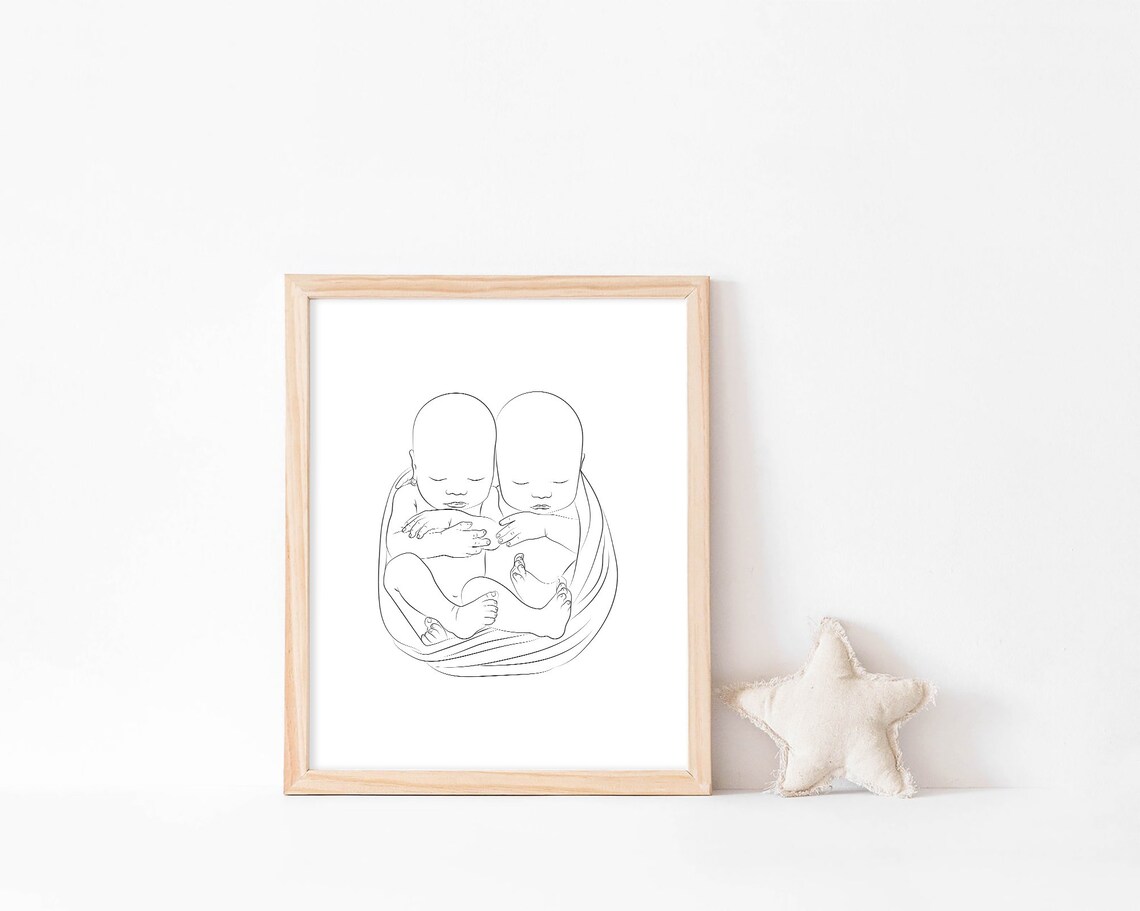 Twins Line Art Printable Minimalist Nursery Decor Twin - Etsy UK