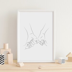 Printable Two Kids Holding Parents' Hands Line Art - Etsy