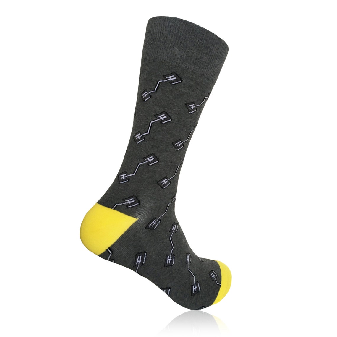 Men's Socks, Grey Bicycle Pedal Socks Fun Socks. Mens Dress Socks ...