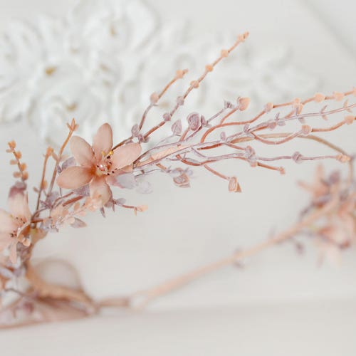 Rustic Crown Bridal Beige Floral Crown Branches Head Piece - Etsy