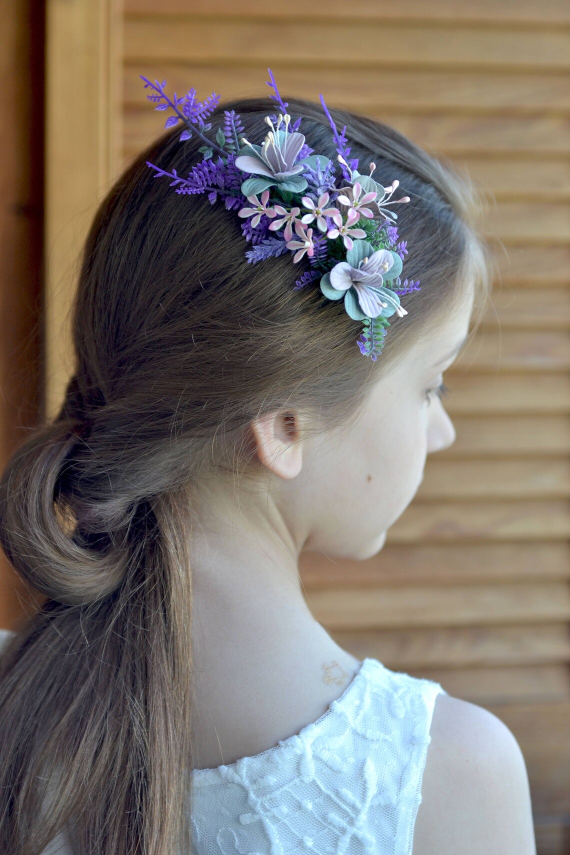 Floral Comb Lilac Hair Comb Flowers Hair Back Comb Bridal - Etsy