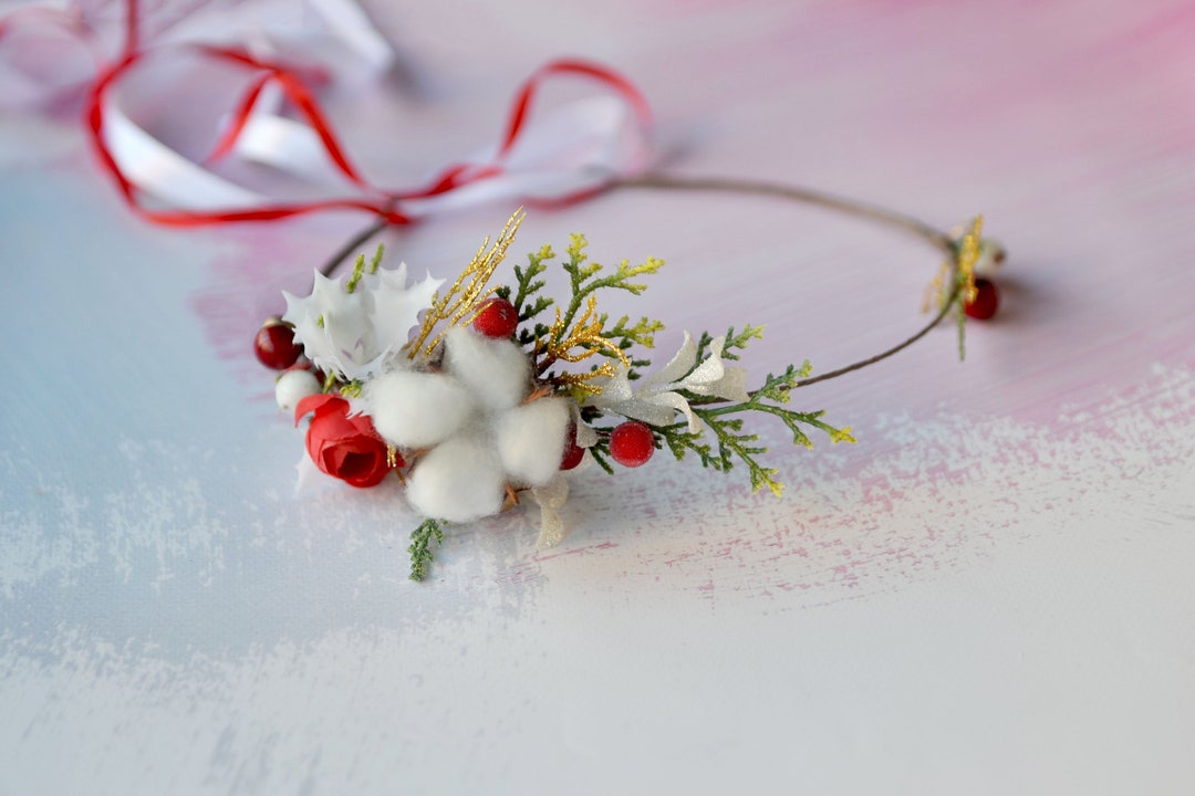 Christmas Hair Wreath Wedding Christmas Crown Flower Girl Winter ...