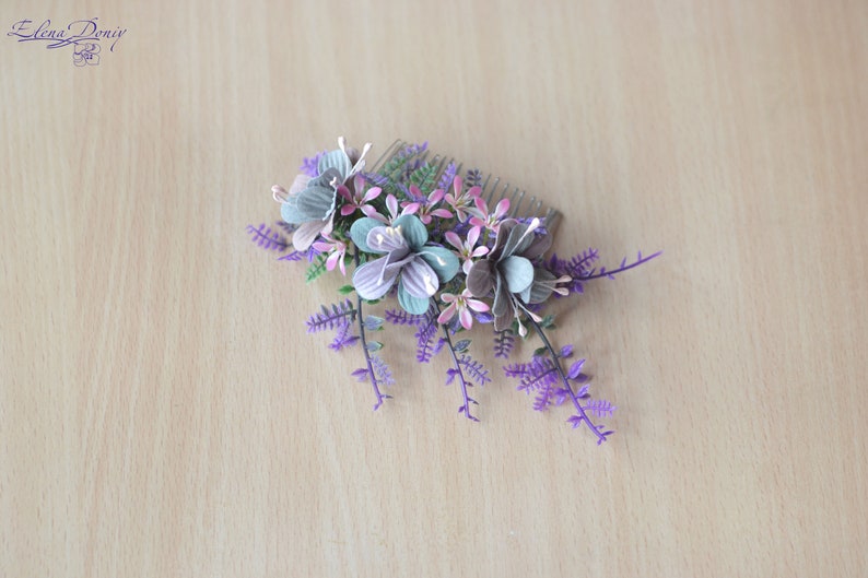 Floral Comb Lilac Hair Comb Flowers Hair Back Comb Bridal - Etsy