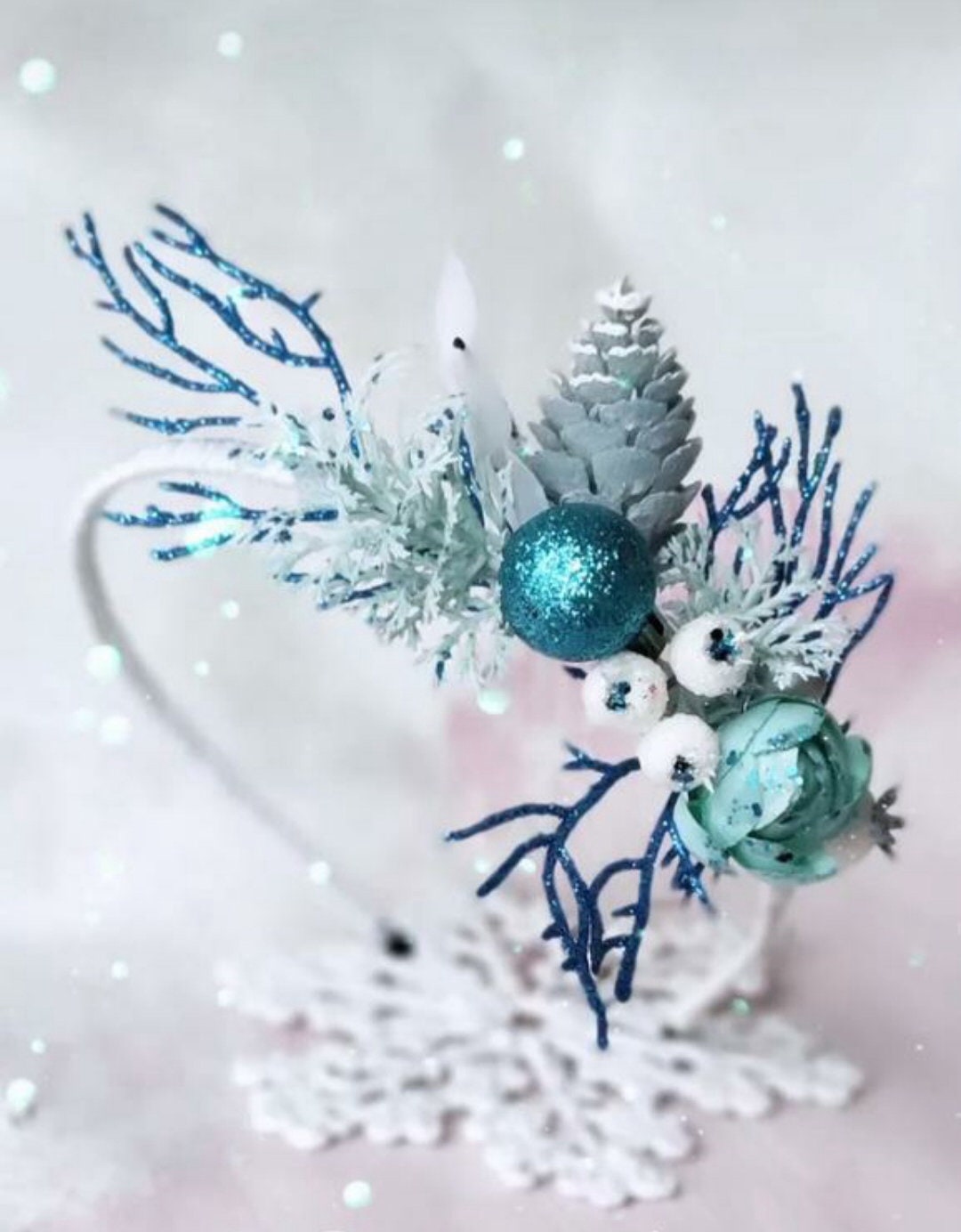 Christmas Headband Ice Queen Crown Adult Winter Bridal Tiara Snow Fairy ...