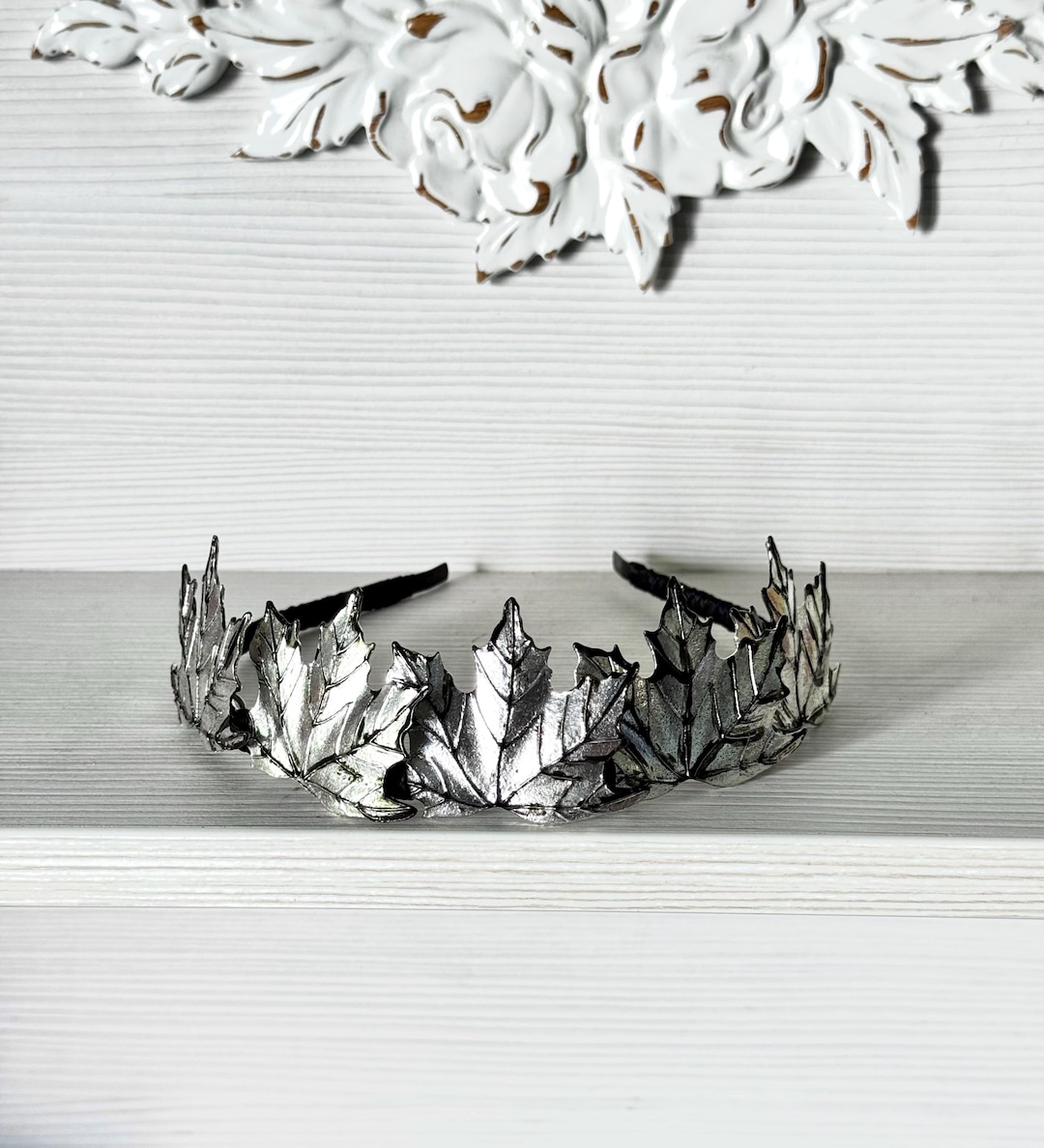 Queen of Fall Crown Silver Leaf Metallic Tiara Maple Leaf Crown ...