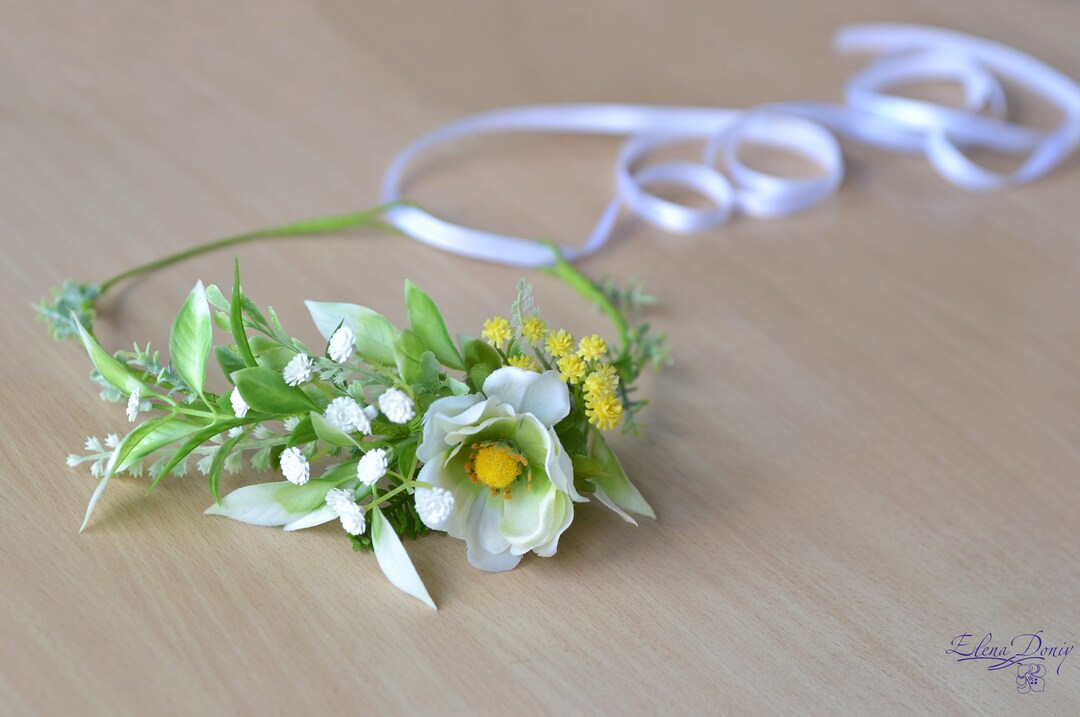 Greenery Crown Anemone Halo Green Leaf Crown Woodland Wedding Photo ...