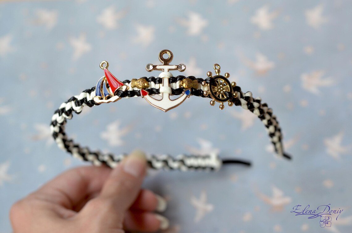 Marine Headband Nautical Head Piece Marine Anchors Tiara Sea - Etsy