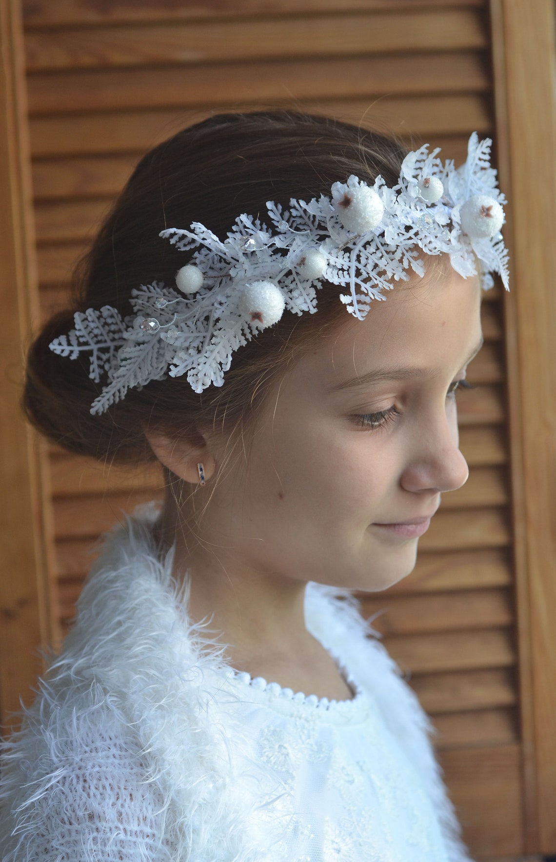 White Christmas Crown Snow Queen Tiara White Leaves Crown - Etsy