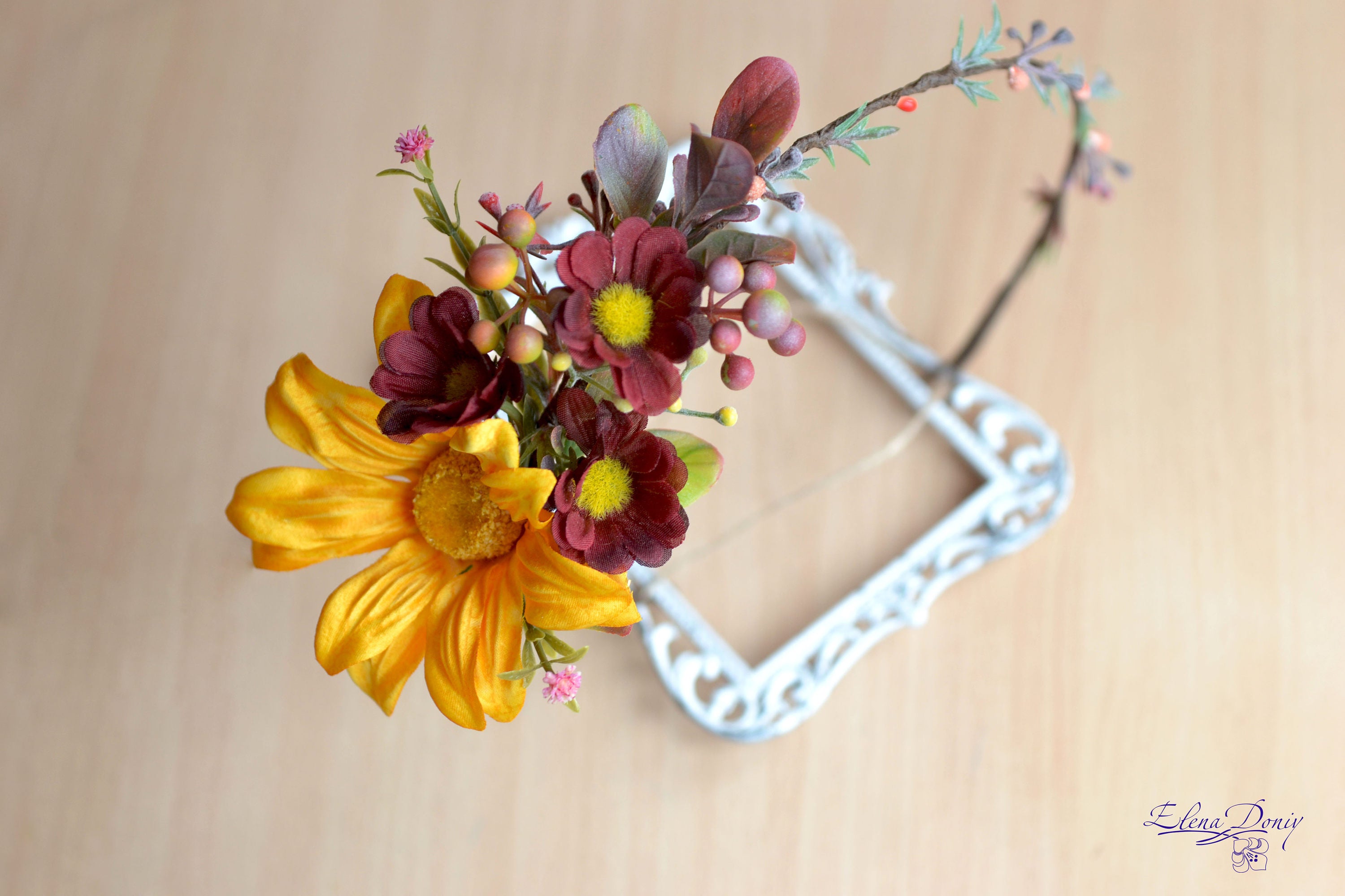 Autumn Headband Woodland Bridal Halo Fall Crown Flowers Yellow | Etsy