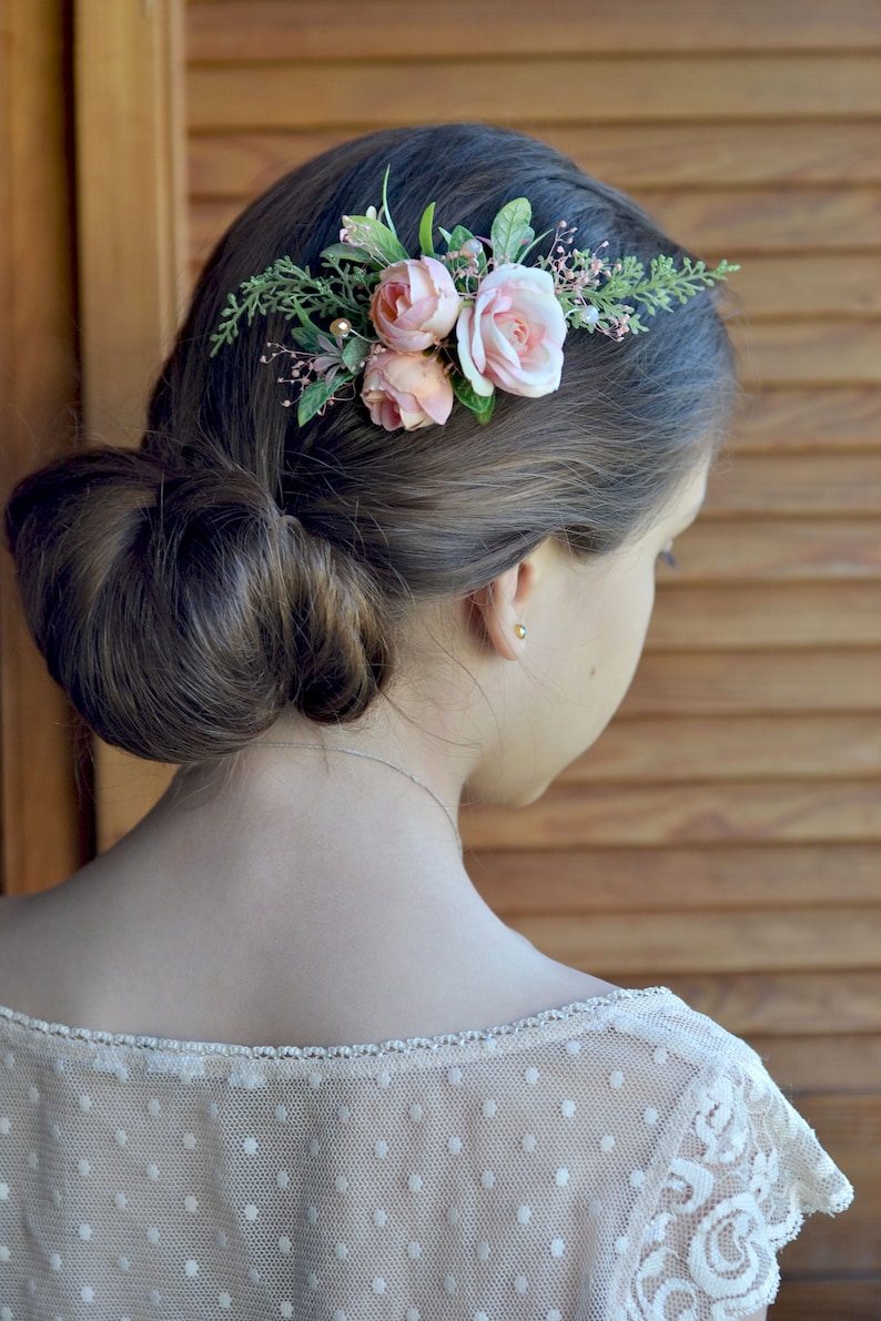 Blush Flower Comb Bride Hair Piece Blush Ivory Floral Comb Boutonniere ...
