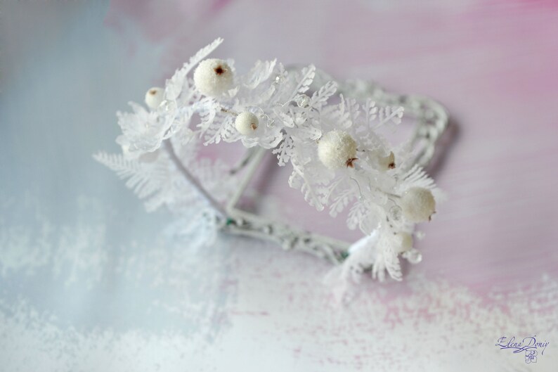 White Christmas Crown Snow Queen Tiara White Leaves Crown - Etsy