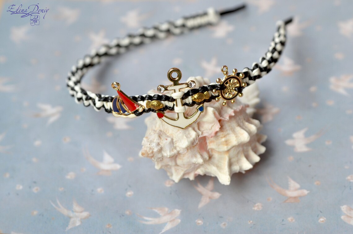 Marine Headband Nautical Head Piece Marine Anchors Tiara Sea - Etsy