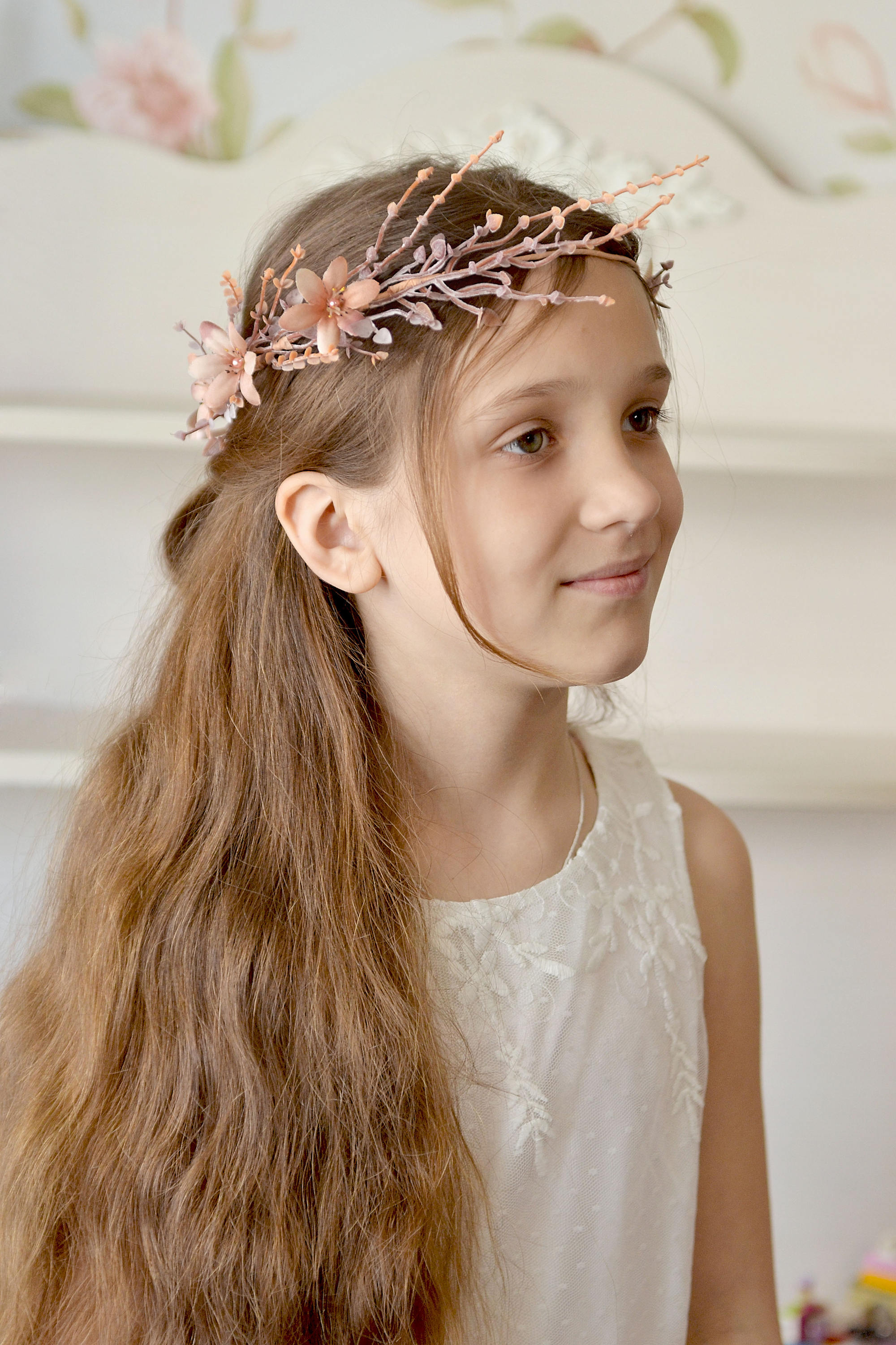 Rustic Crown Bridal Beige Floral Crown Branches Head Piece - Etsy