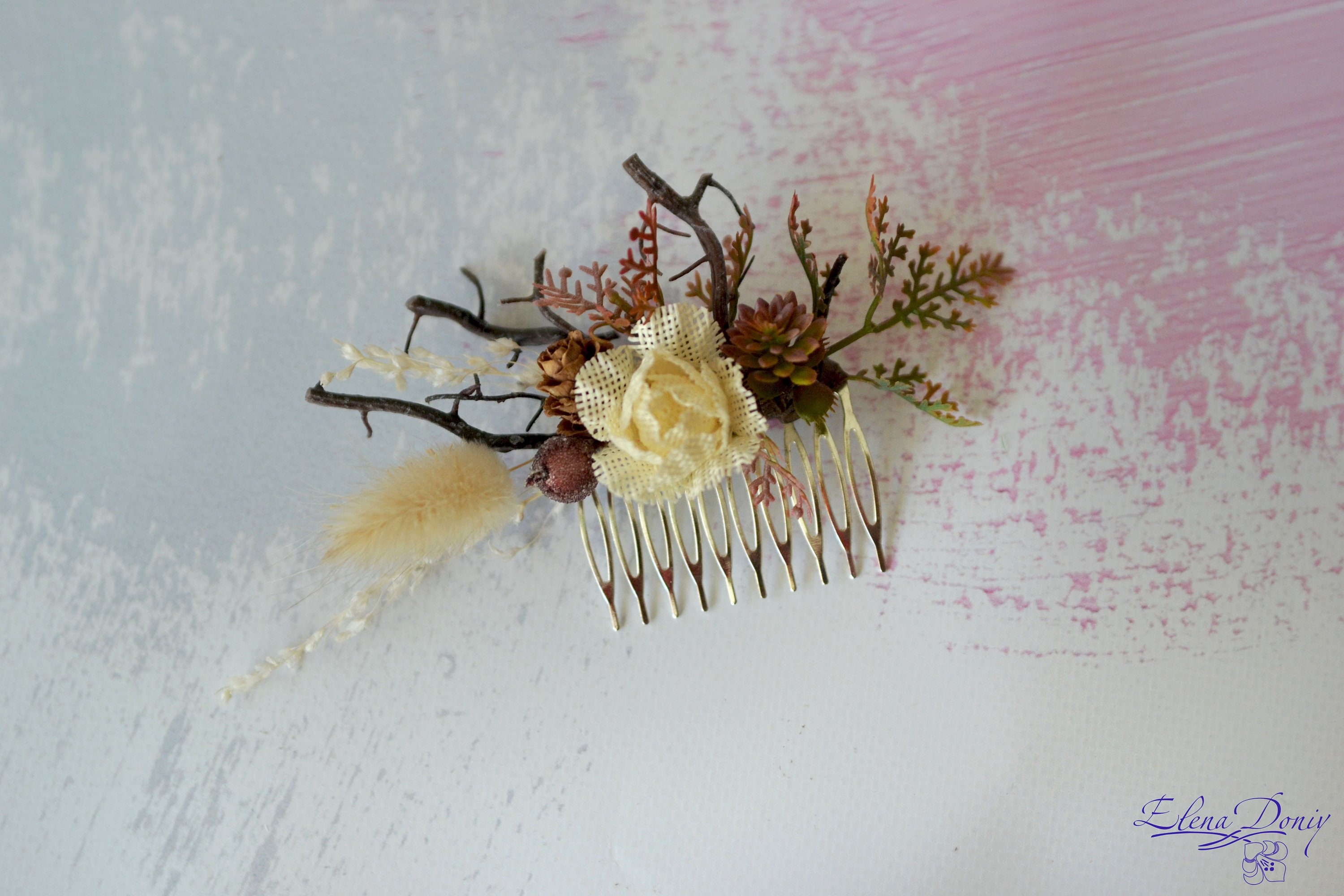 Woodland Hair Comb Forest Branch Comb Beige Head Piece Pine | Etsy