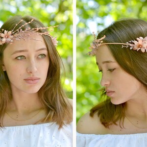 Rustic Crown Bridal Beige Floral Crown Branches Head Piece Elven ...