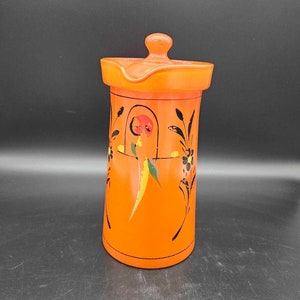 Vintage Tiffin Parrot Jungle Assortment Orange Glass Pitcher Hand ...